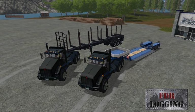 LOG TRAILER, LOW BED, LOG [V1] FS17 for LS 17 - Farming Simulator 2025 ...