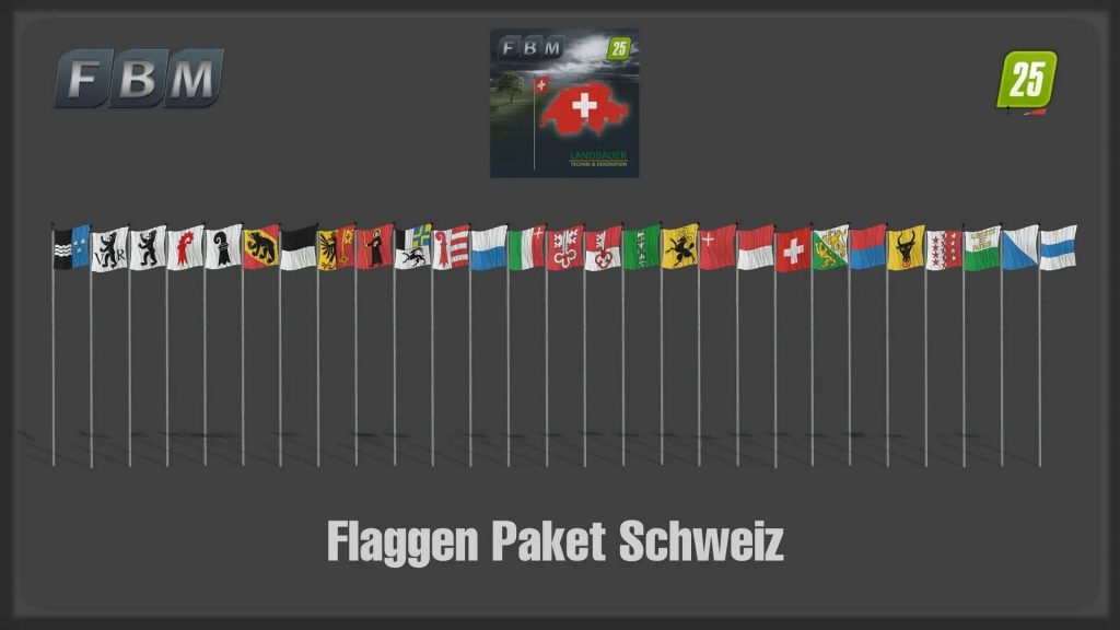 LS 25 Flags Package CH v1.0.0.0 - Farming Simulator 2025 mod, LS 2025 mod / FS 25 mod